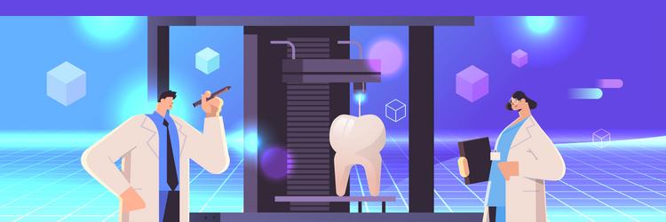 Tooth model printed on 3d bio printer medical Vector Image