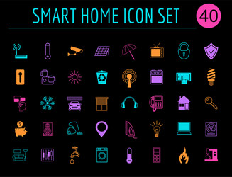 Smart house concept icon set flat style design Vector Image