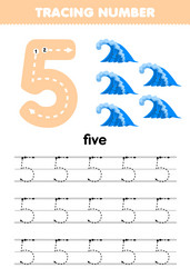 Education game for children tracing number five Vector Image