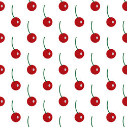 Seamless red cherry fruit pattern on white Vector Image