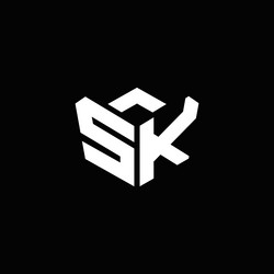 Sk logo monogram with gold colors and shield Vector Image