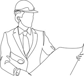 Continuous line drawing real estate agent Vector Image