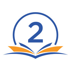 Letter 2 education logo book concept training Vector Image