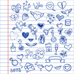 Paper love hand draw of doodles Royalty Free Vector Image