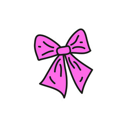 Cute bow sticker on pink background Royalty Free Vector