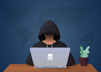 Hacker with laptop hacking Royalty Free Vector Image