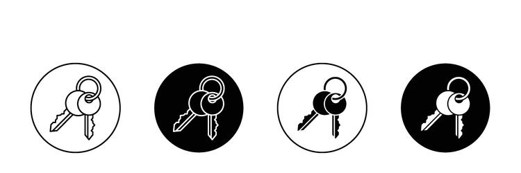 Keys icon set house lock car key symbol Royalty Free Vector