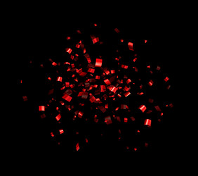 Red cut out foil ribbon confetti frame on black Vector Image