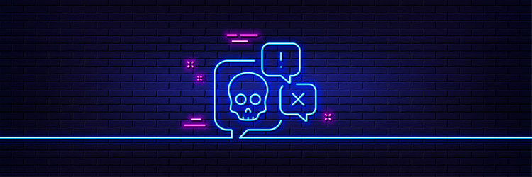 Cyber attack line icon web protection sign neon Vector Image