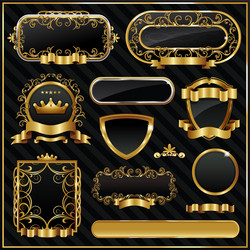 Decorative ornate gold frame label Royalty Free Vector Image