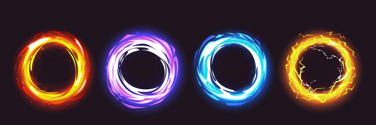 Magic energy effect circles set Royalty Free Vector Image