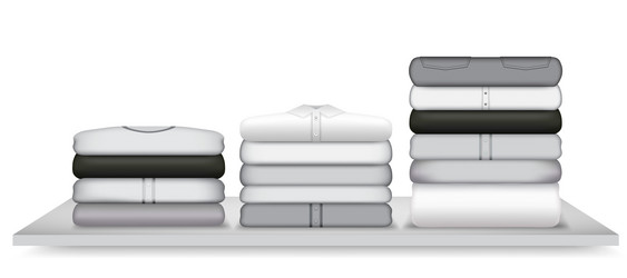 Set of realistic stacked clothes folding Vector Image