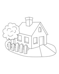 Easy simple house coloring page modern house art Vector Image