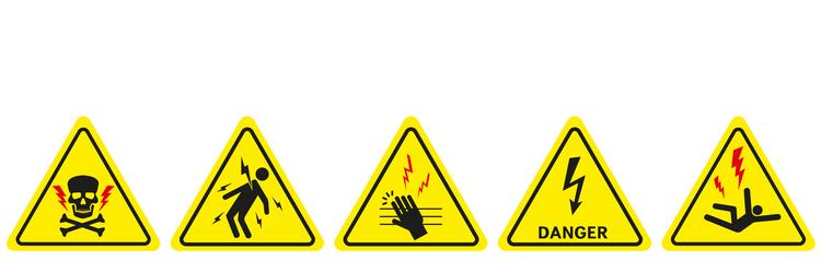 High voltage sign triangular yellow electrical Vector Image