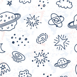 Space sketch seamless pattern Royalty Free Vector Image