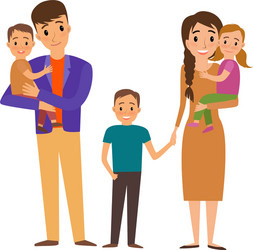 Big family portrait mother father daughter son Vector Image