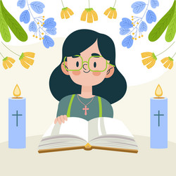 Hand drawn flat design bible study Royalty Free Vector Image