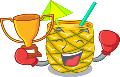 Boxing winner cartoon plants notocactus Royalty Free Vector