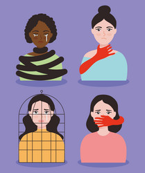 Abused women icon set Royalty Free Vector Image