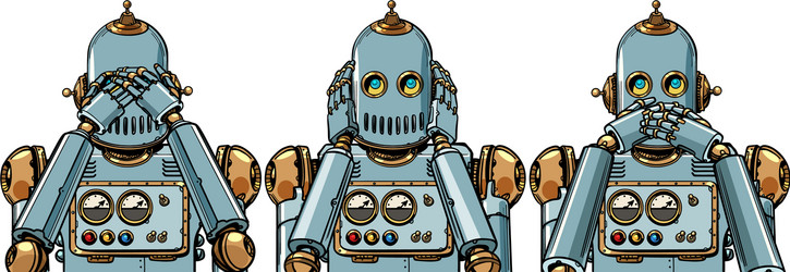 Woman i see nothing hear say Royalty Free Vector Image