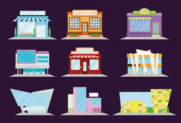 Shops facades set Royalty Free Vector Image - VectorStock