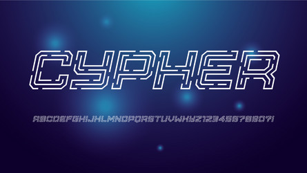 Technology abstract neon font and alphabet techno Vector Image