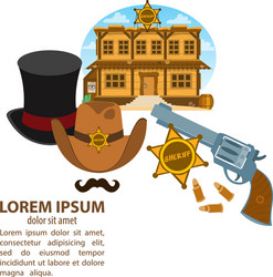 Wild west police station sheriff game background Vector Image
