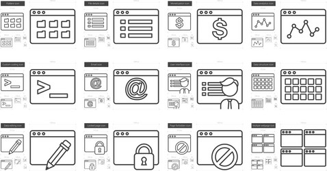 Application line icon set Royalty Free Vector Image