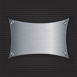 Silver metallic banner on black squares textured Vector Image