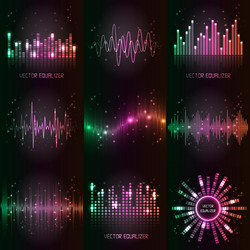 Wave sound set music soundwave design Royalty Free Vector