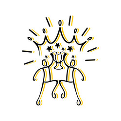 Stickman figure and crown logo sign Royalty Free Vector