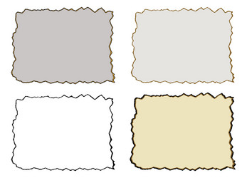 Realistic burnt paper icon set Royalty Free Vector Image