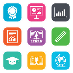 Education and study icon presentation signs Vector Image