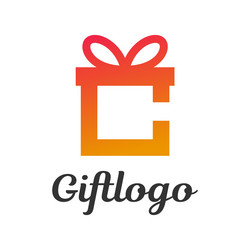 Gift box letter c logo template this graphic Vector Image