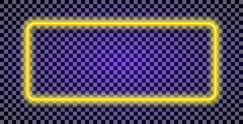 Neon rectangle frame on transparent Royalty Free Vector