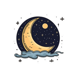 Moon hand-drawn comic doodle style cartoon Vector Image