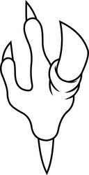 Outlined velociraptor dinosaur paw with claws Vector Image