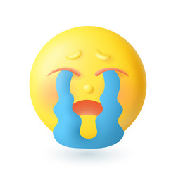 3d cartoon sad crying emoticon style icon Vector Image