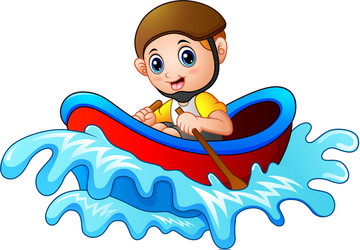 Little kids riding an inflatable boat Royalty Free Vector