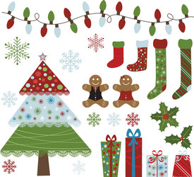Christmas trees and graphic elements Royalty Free Vector