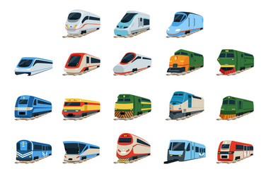 Modern and old trains collection side view Vector Image