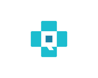 Letter q cross plus medical logo icon design Vector Image
