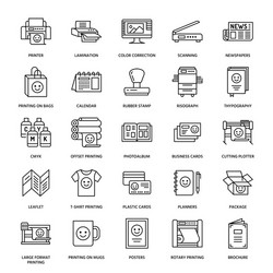Printing house flat glyph icons print shop Vector Image
