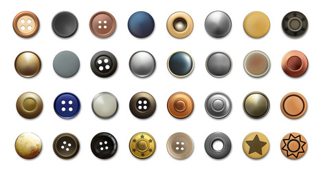 Realistic buttons for clothes vintage metal Vector Image