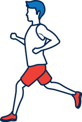 Running man in blue jersey profile side view Vector Image