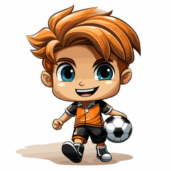 Soccer player hand-drawn comic football player Vector Image