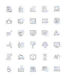 File management line icons collection organize Vector Image