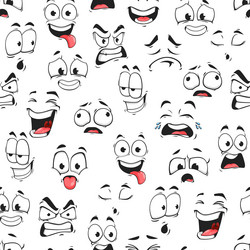 Funny cartoon faces seamless pattern background Vector Image