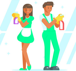 Cleaning service concept cheerful cartoon Vector Image