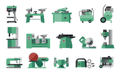 Flat icon collection of electric machine tools Vector Image